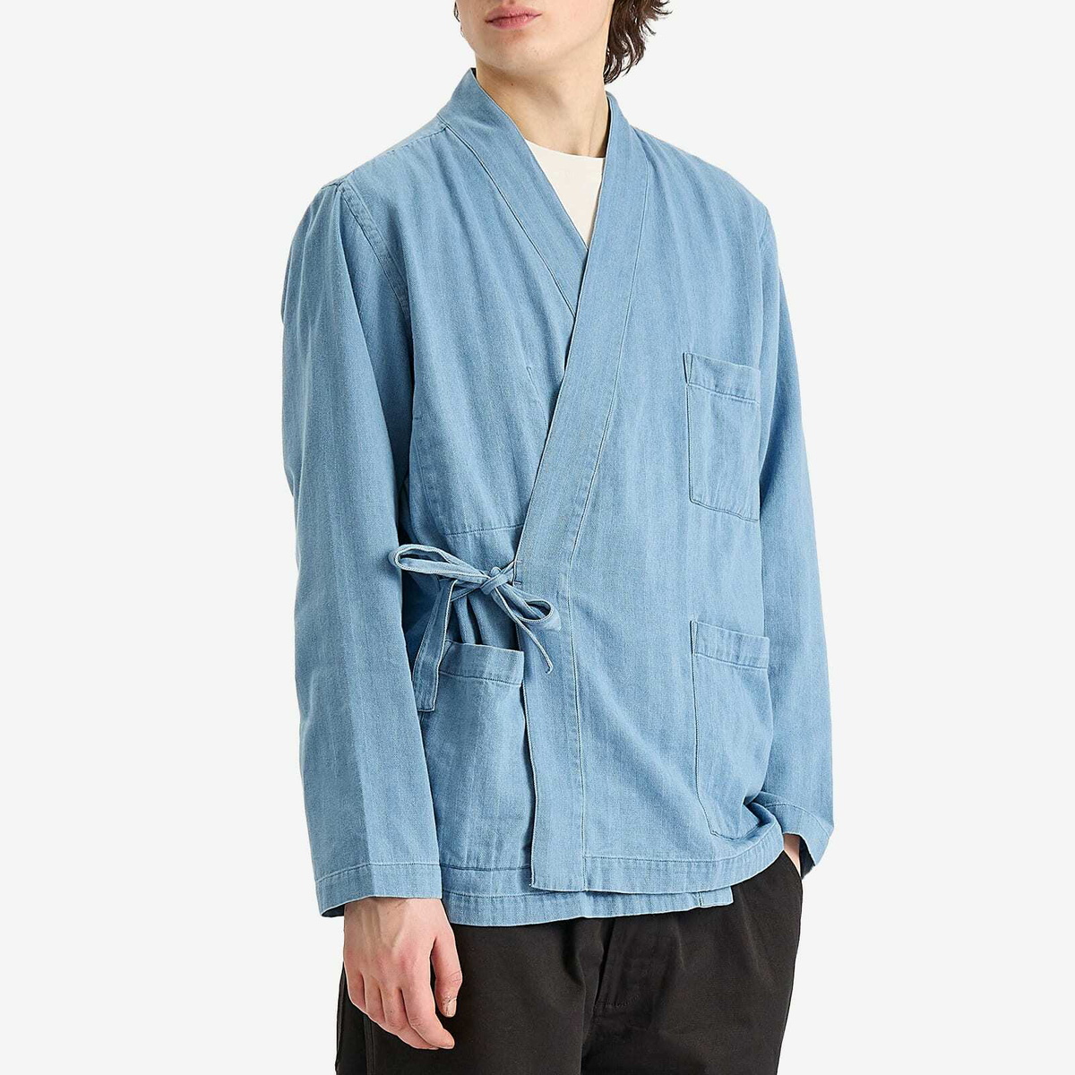 Universal Works Men's Herringbone Kyoto Work Jacket in Washed Indigo ...