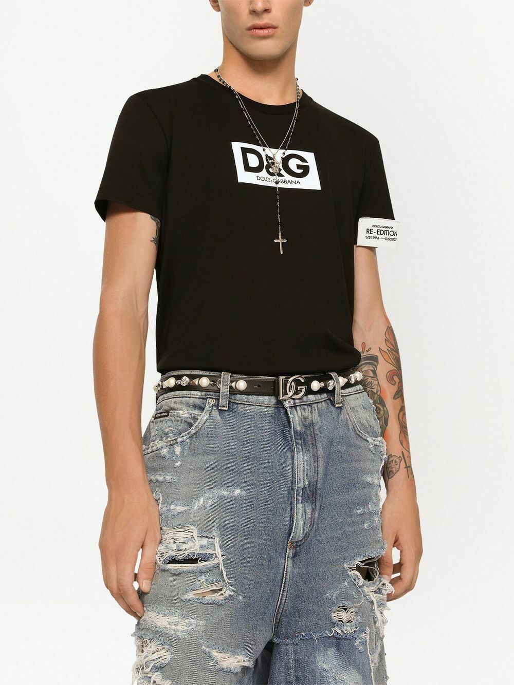 DOLCE & GABBANA - Cotton T-shirt With Re-edition Logo Patch Dolce & Gabbana