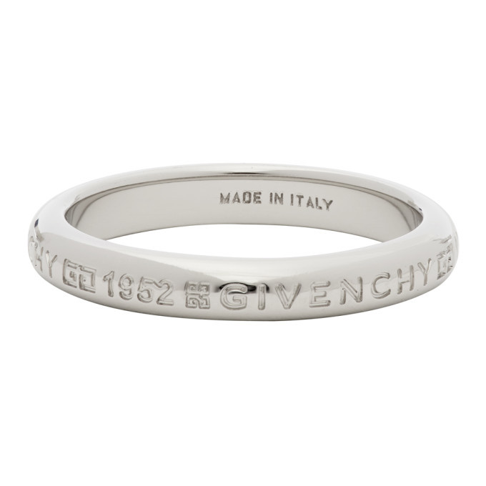 Givenchy Silver Polished Engraved Ring Givenchy