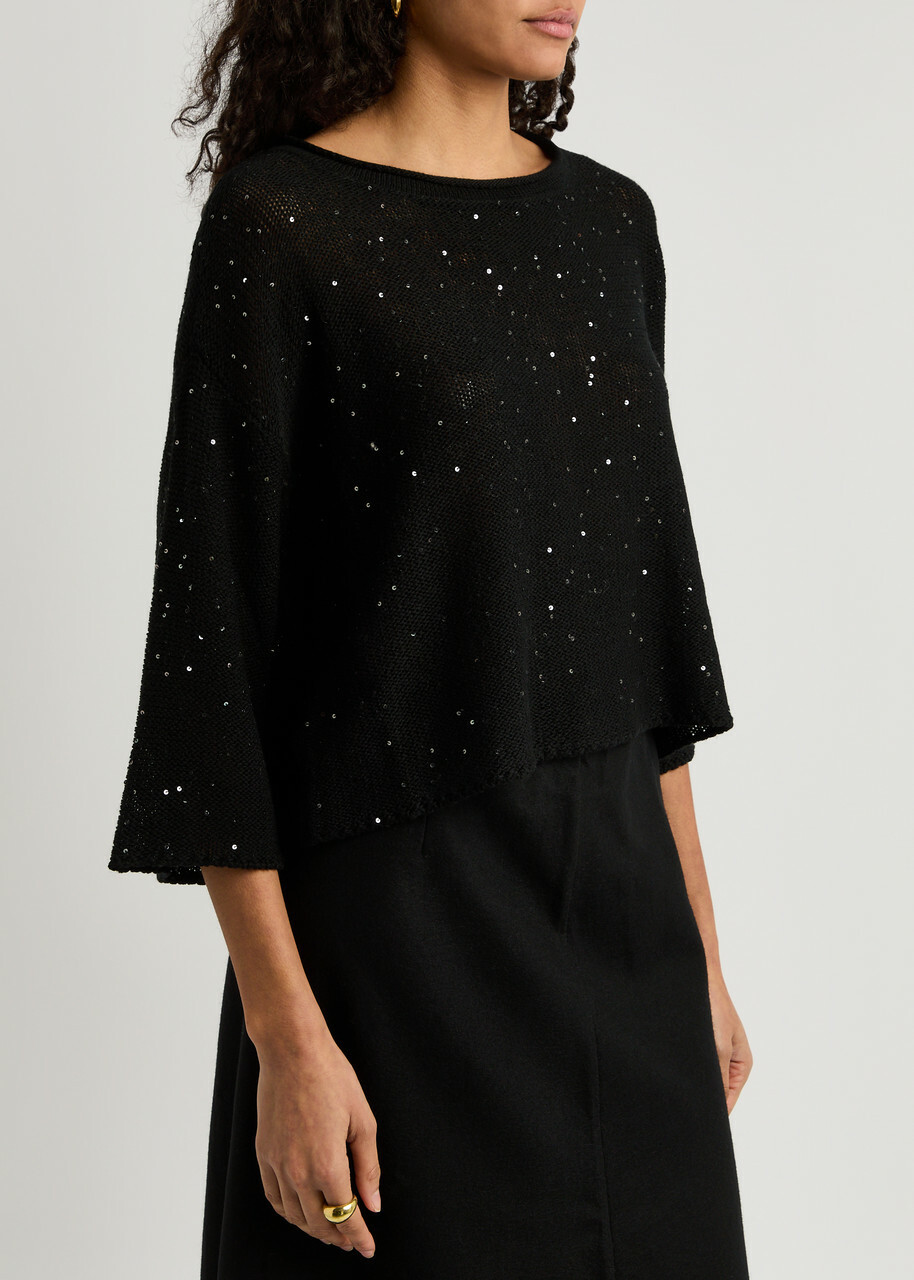 Eileen Fisher Sequin-embellished Wool Jumper Black EILEEN FISHER