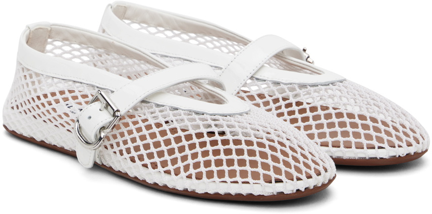 ALAÏA White Fishnet Ballerina Flats ALAÏA