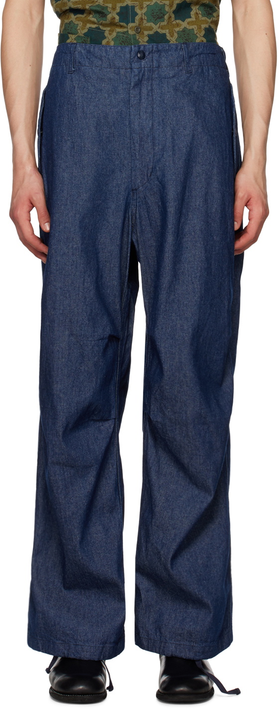 Engineered Garments Navy Pleated Jeans Engineered Garments