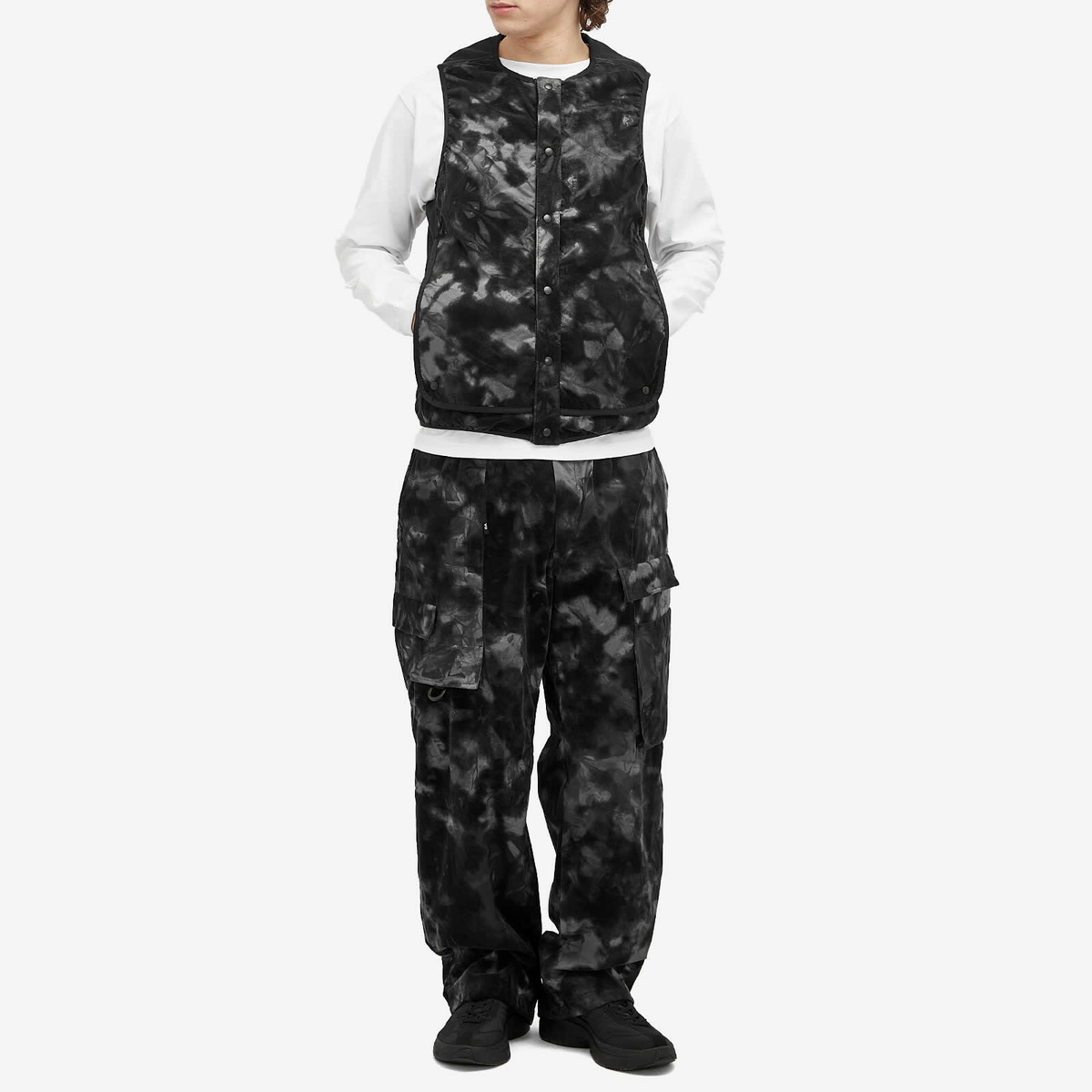 Y-3 Men's AOP Flock Nylon Shell Crew Vest in Grey Y-3