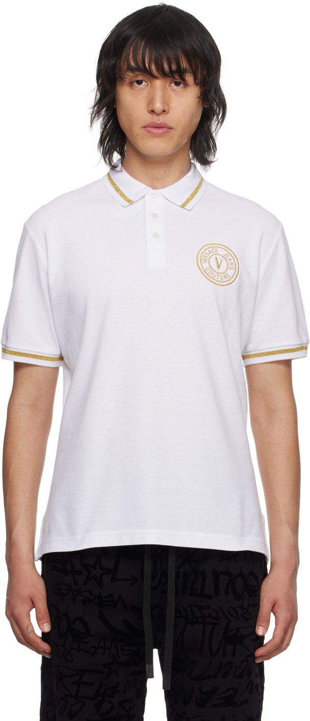 Versace Jeans Couture White V-Emblem Polo Versace