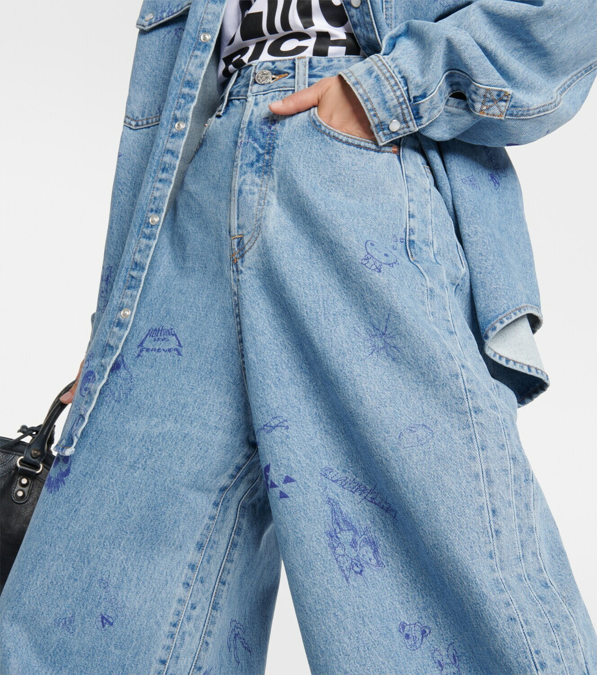 Vetements Printed low-rise wide-leg jeans Vetements