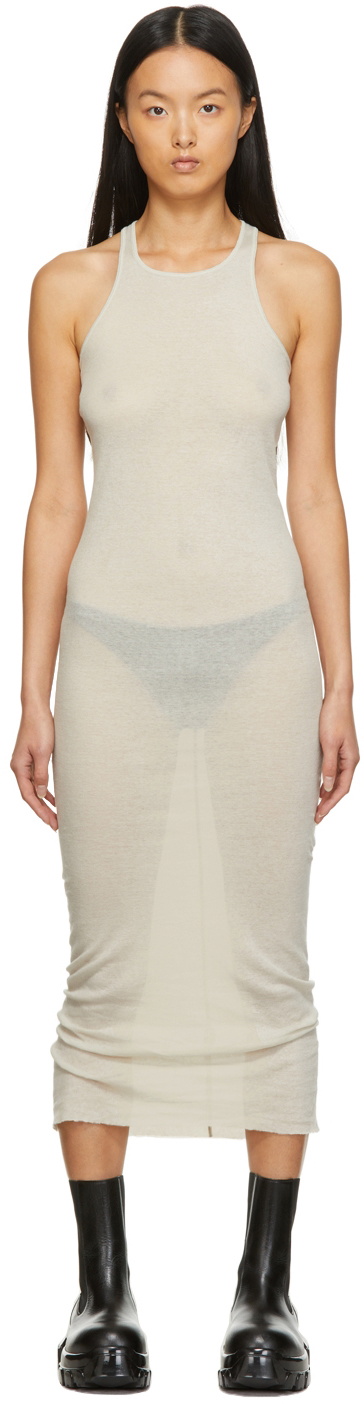 Rick Owens Beige Mini Rib Tank Dress Rick Owens