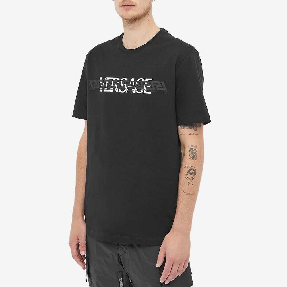 Versace Men's Greca Logo Text T-Shirt in Black Versace