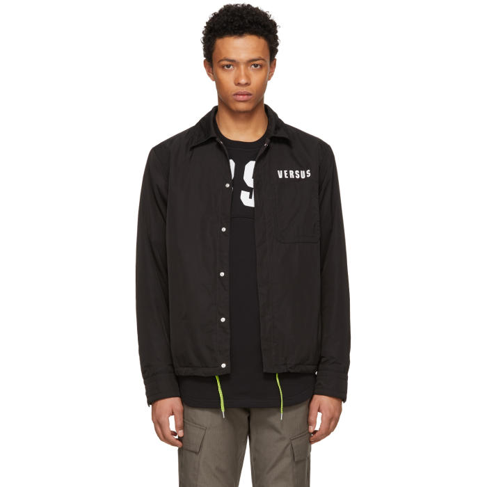 Versus Black Neon Logo Coach Jacket Versus