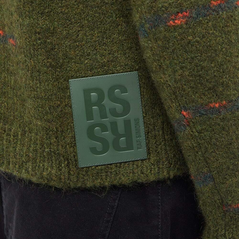 Raf Simons Men's V-Neck Knit in Dark Green Raf Simons