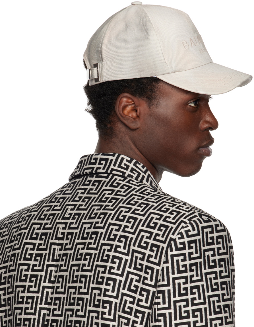 Balmain Gray Embroidered Cap Balmain