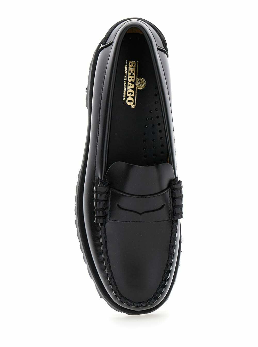 Sebago Black Slip-on Loafers With Lug Sole In Leather Woman Sebago