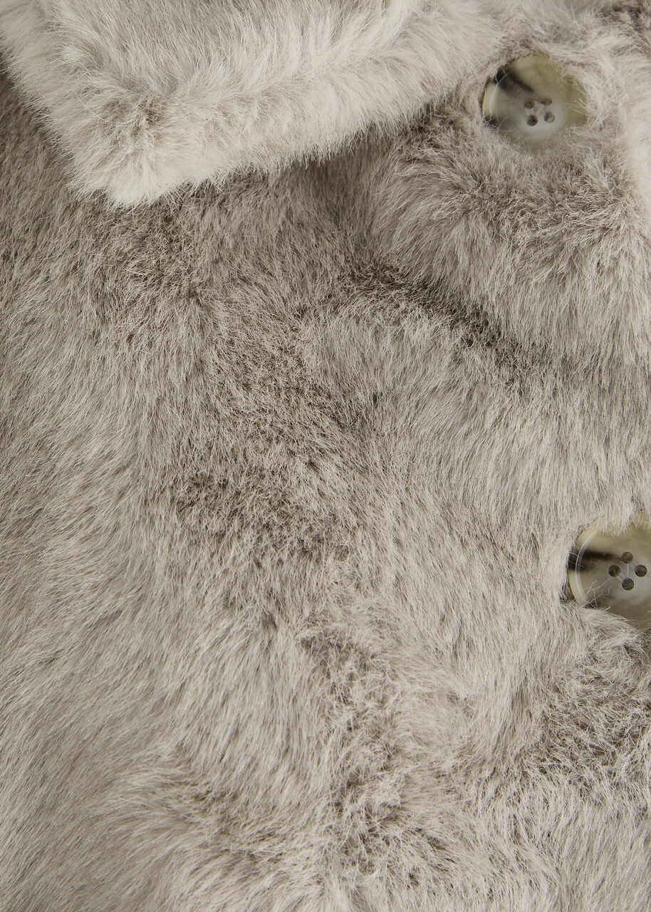 Meotine Kelly Cropped Faux fur Jacket Grey Meotine