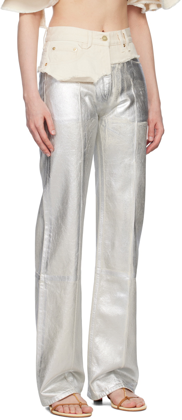 Jacquemus Silver Le Raphia 'Le De Nimes Bordado' Jeans Jacquemus