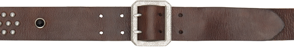 RRL Brown Studded Logo Leather Belt RRL