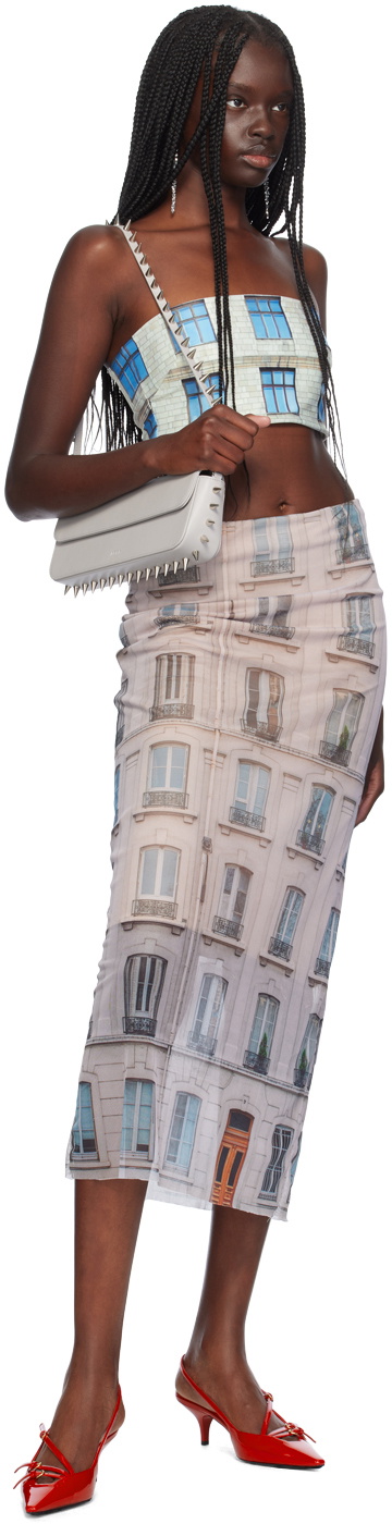 ABRA Beige Tube Windows Midi Skirt ABRA