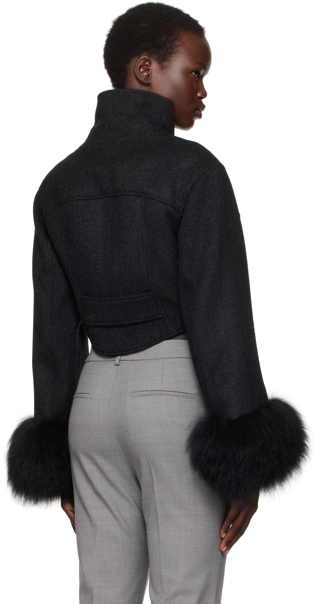 Givenchy Gray Wool Slim Fit Shearling Jacket Givenchy