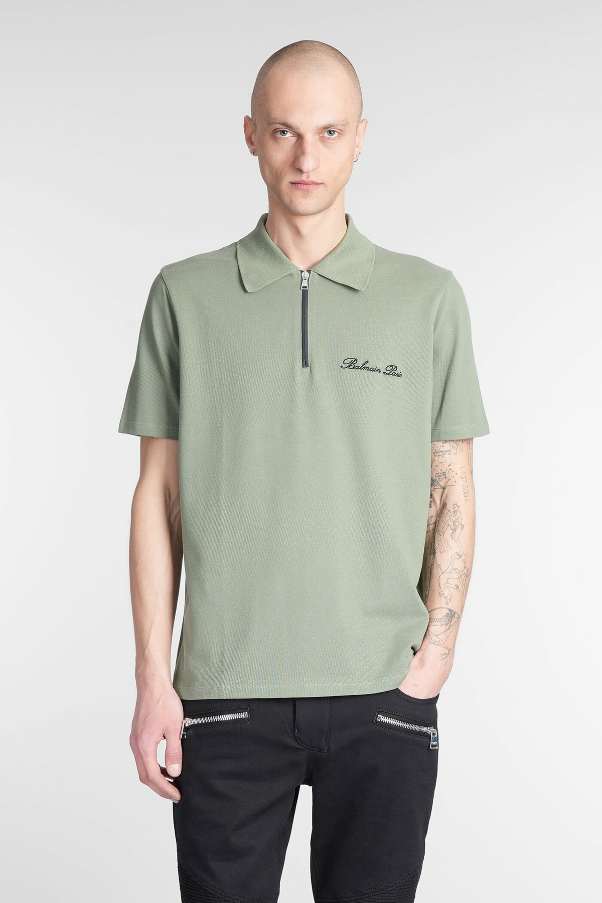 Balmain Polo In Green Cotton Balmain