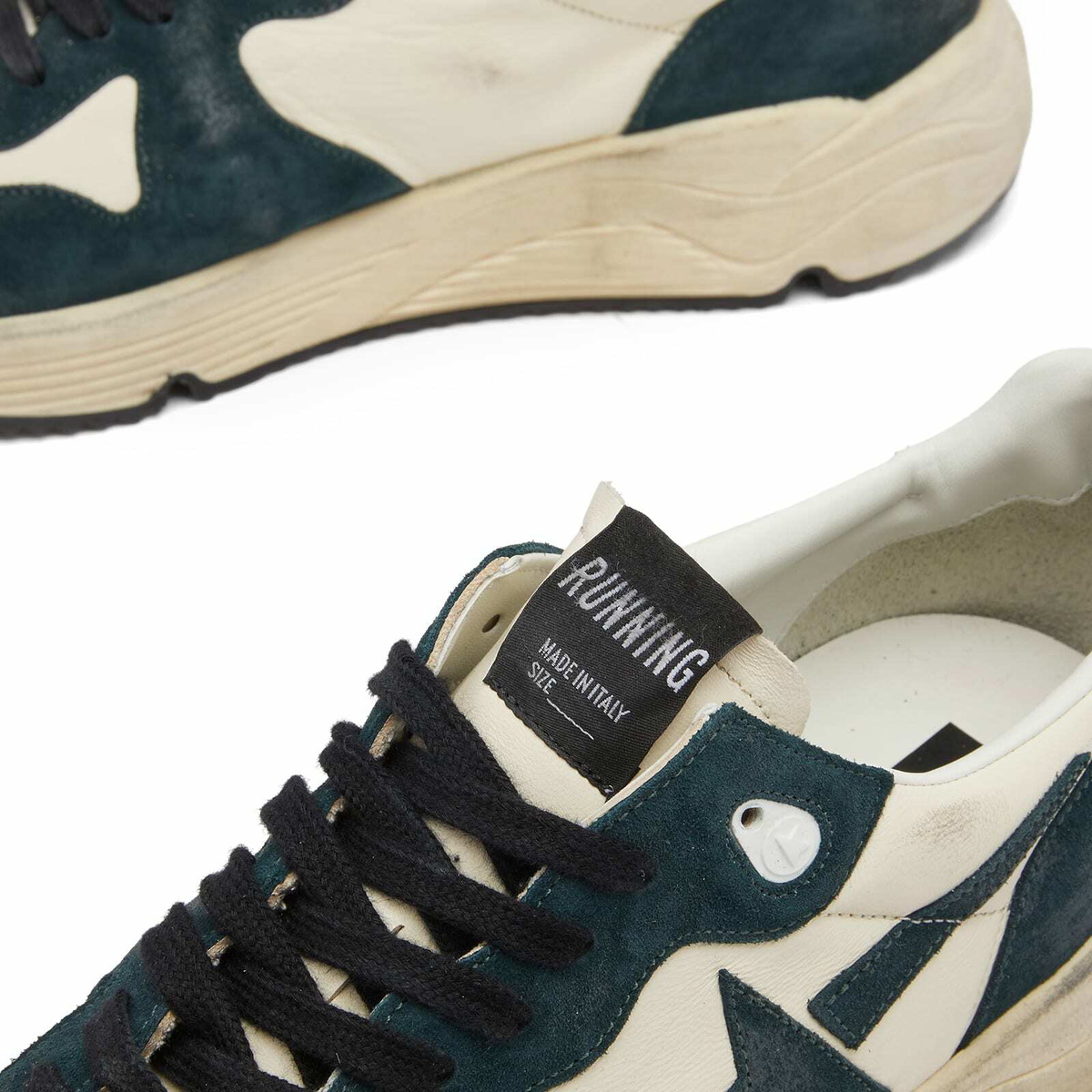 Golden Goose Men's Running Suede Sneaker in Dark Green/White Golden ...