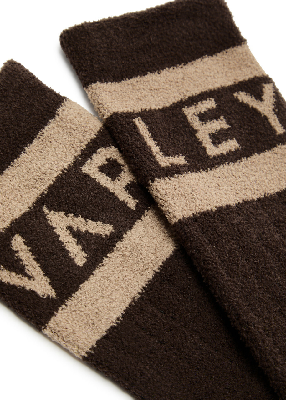 Varley Spencer Logo-intarsia Fleece Socks Brown Varley