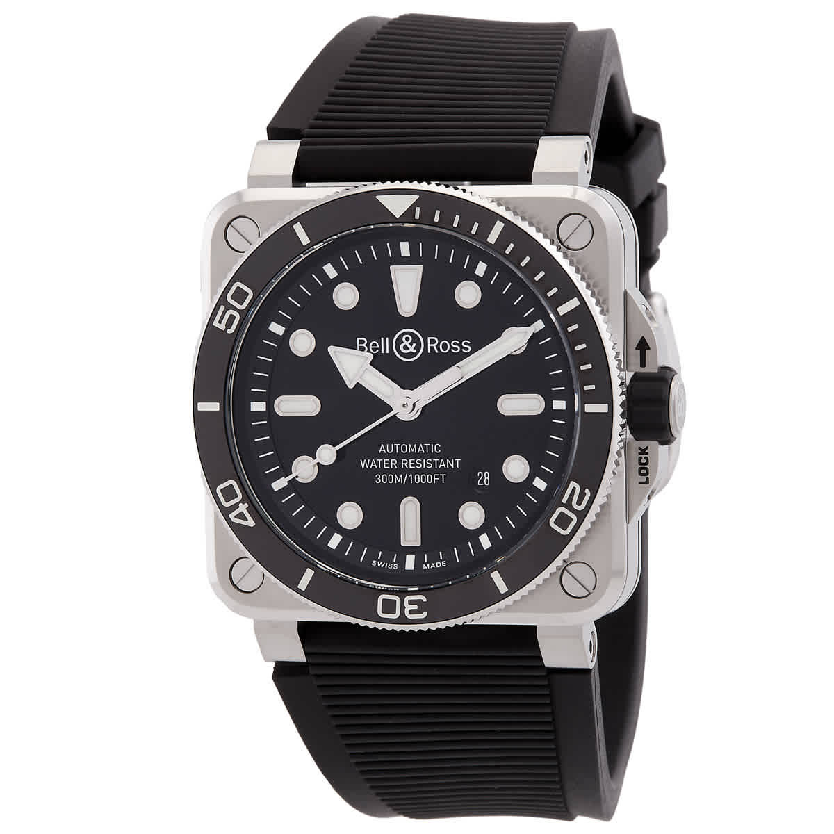 Bell and Ross Diver Automatic Black Dial Mens Watch BR03A-D-BL-ST/SRB ...