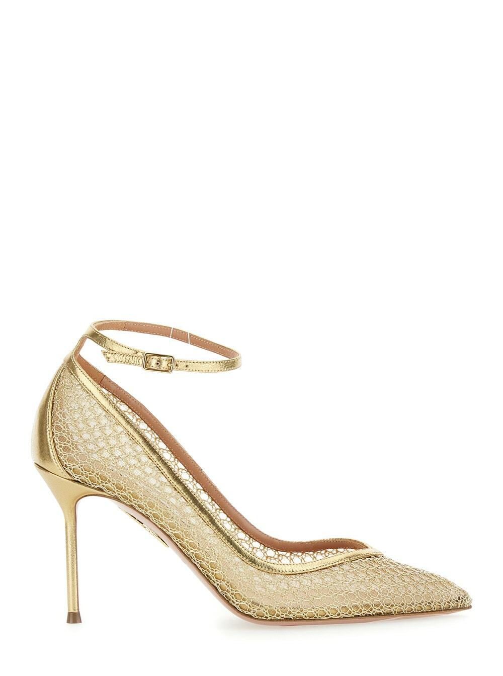 Aquazzura Metallic Pumps With High Stiletto Heel In Mesh Aquazzura