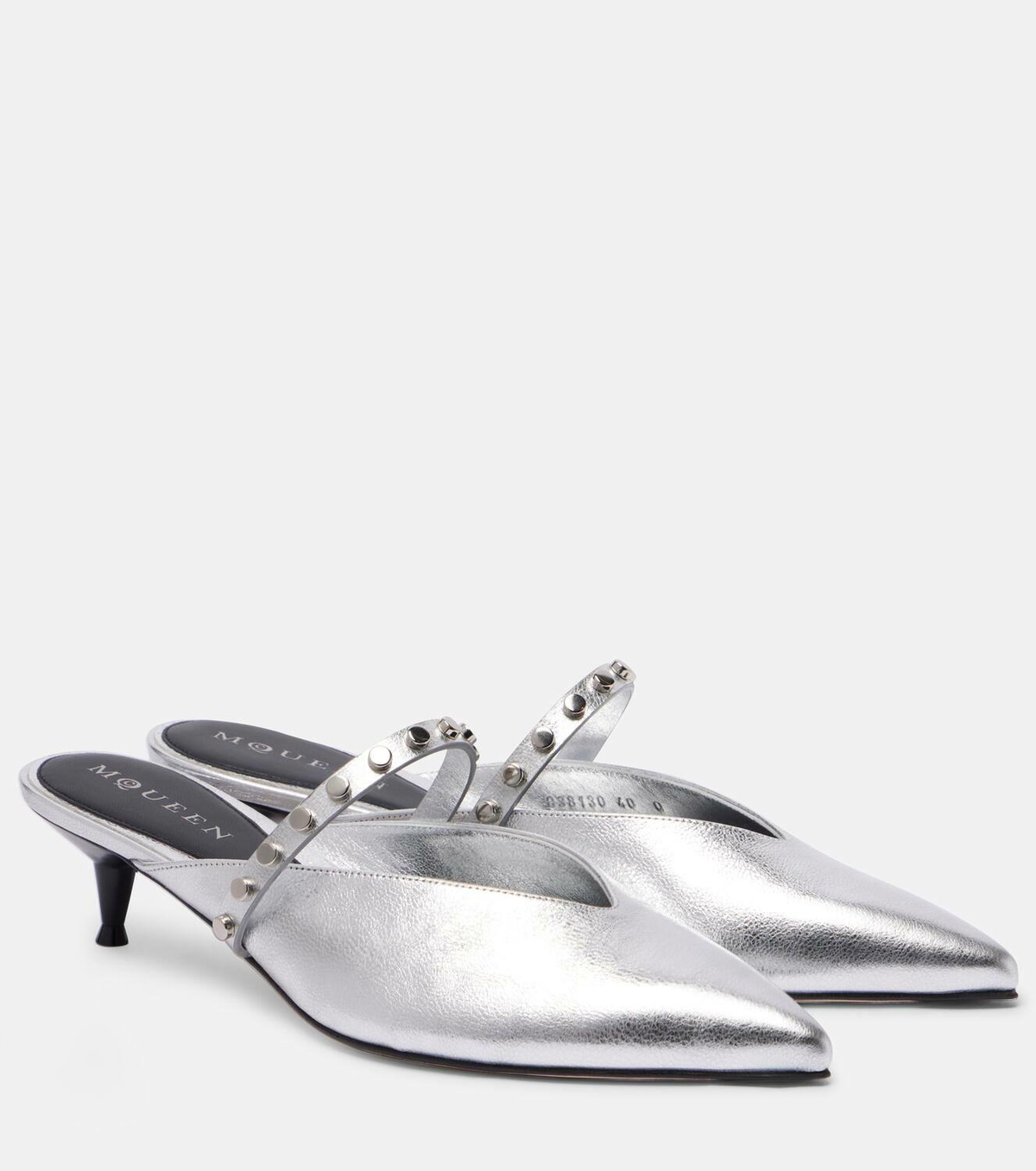 McQueen Embellished metallic leather mules Alexander McQueen