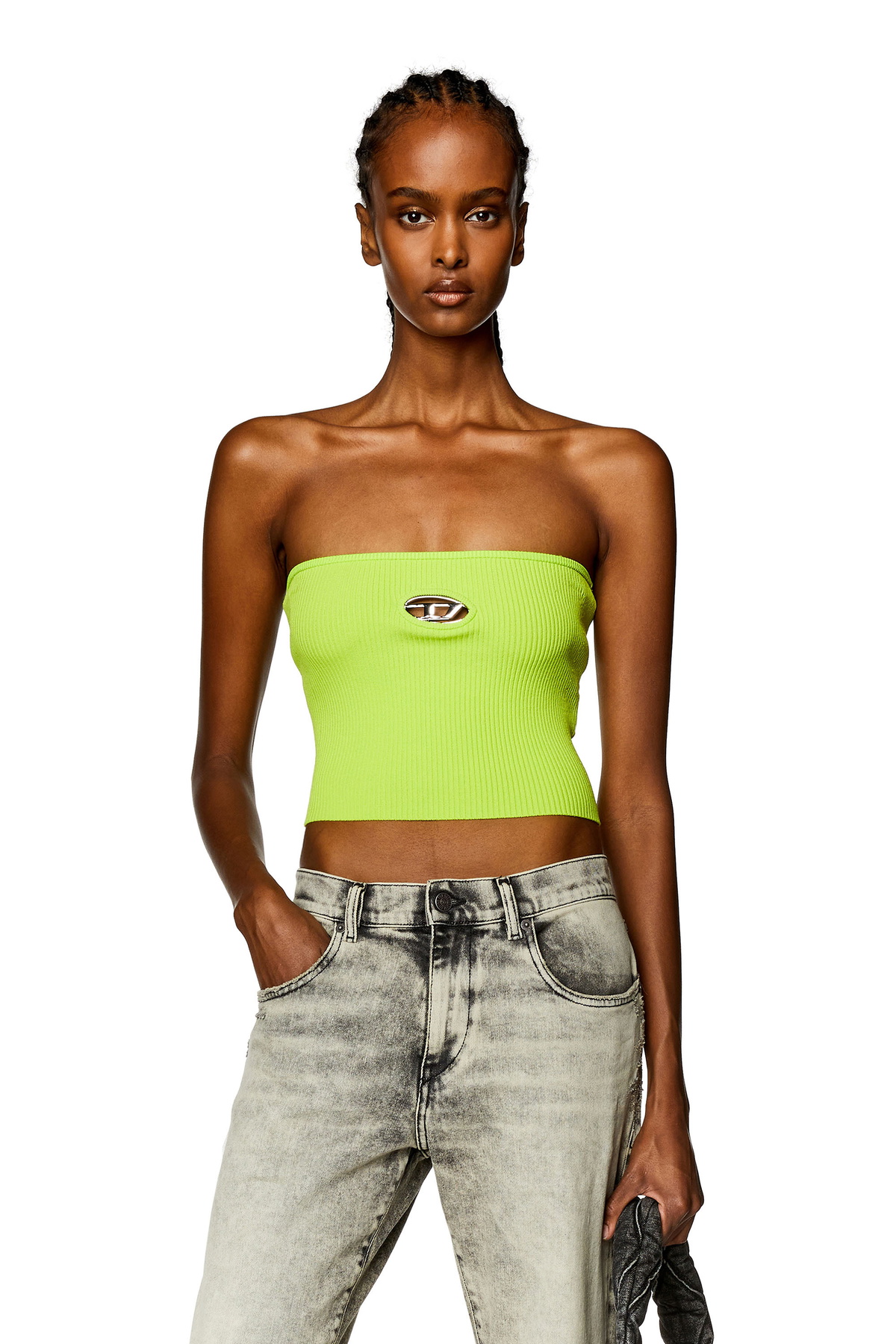 Diesel Tube top with logo plaque - Tops Womens in Green Diesel