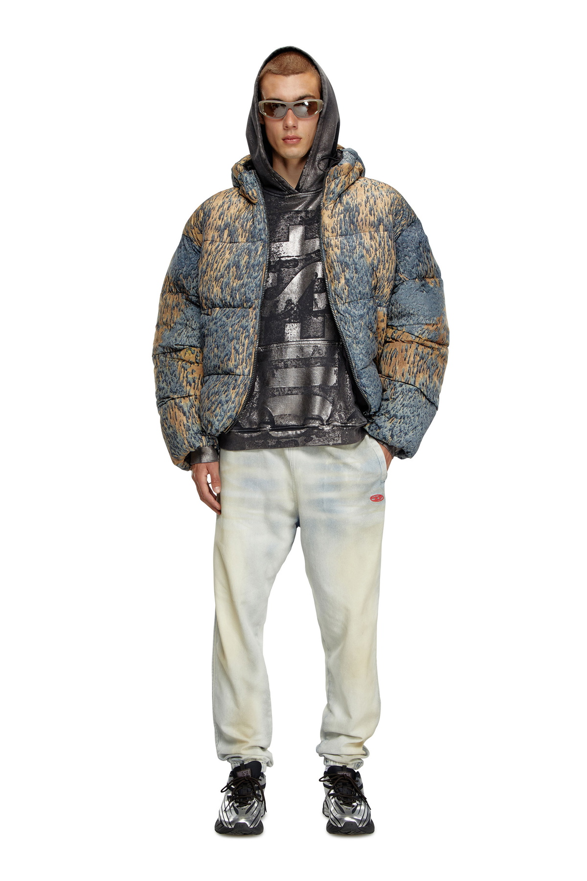 Diesel Metallic hoodie with logo - Sweaters Mens in Black Diesel