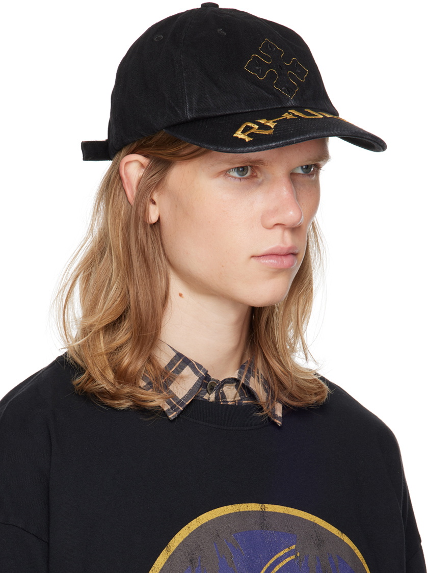 Rhude Black 'Rhude Cross' Denim Cap Rhude