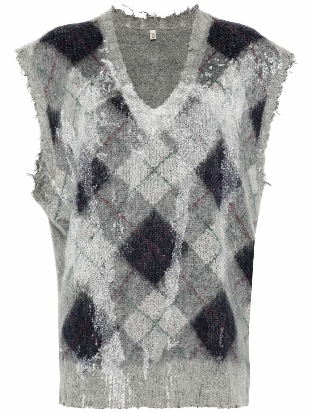 R13 Grey Distressed-Effect Vest R13
