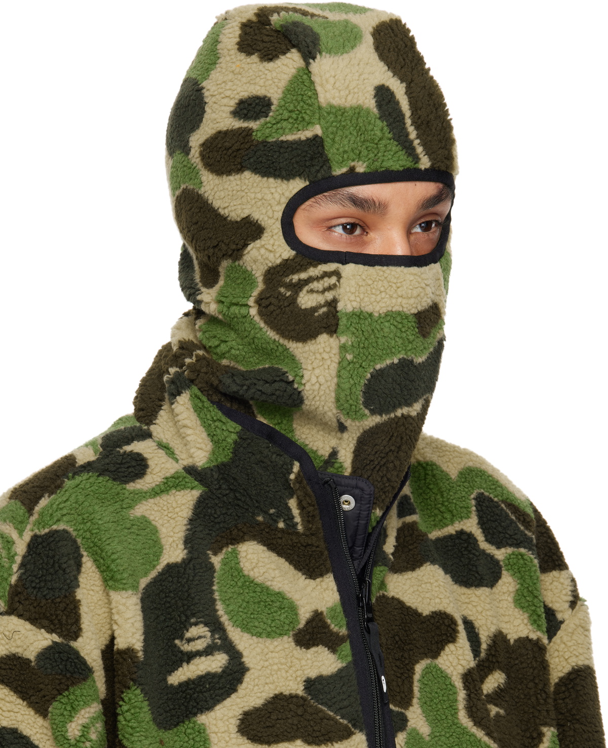 BAPE Green ABC Camo Boa Fleece Balaclava A Bathing Ape