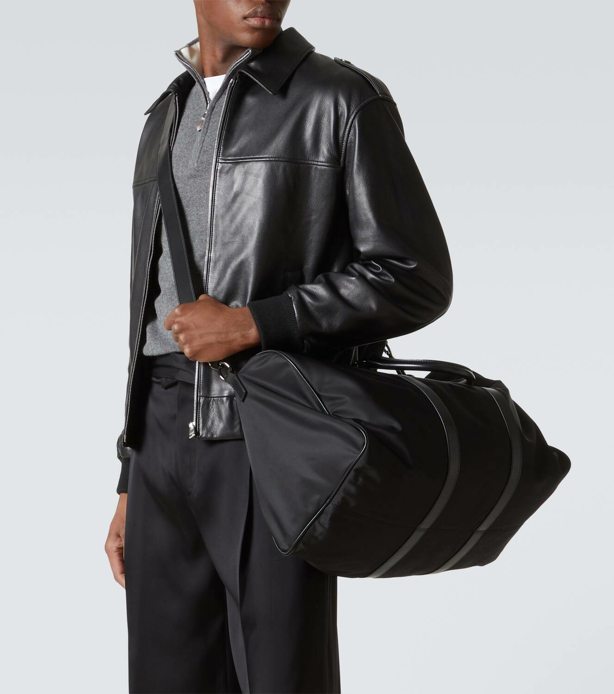 Kiton Leather-trimmed duffel bag Kiton