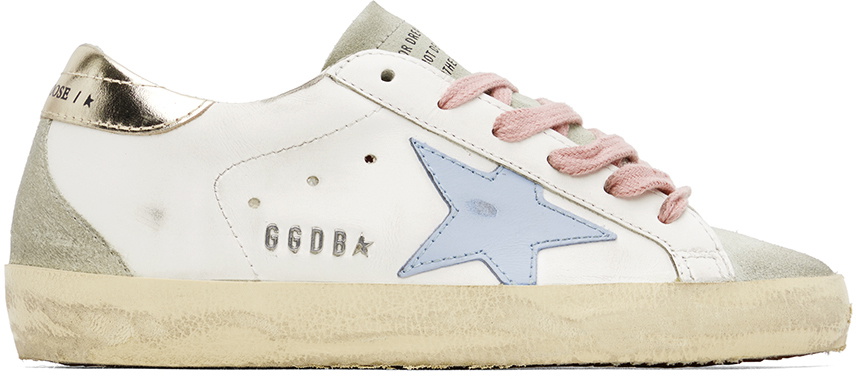 Golden Goose White & Gray Super-Star Sneakers Golden Goose Deluxe Brand