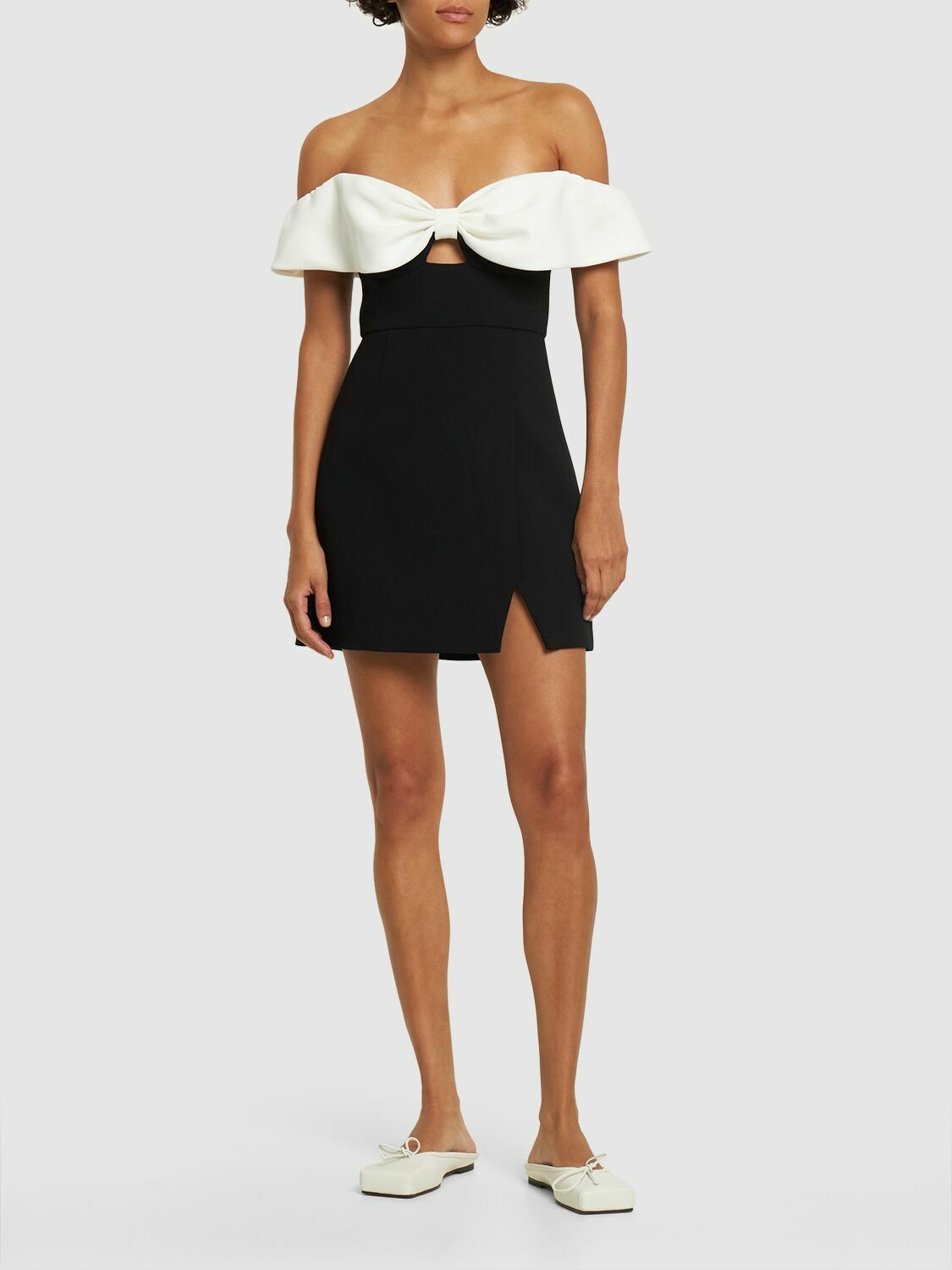 SELF-PORTRAIT - Crepe Mini Dress W/bow Self-Portrait