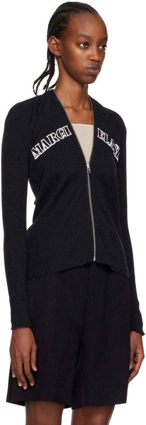 MM6 Maison Margiela Black Zip-Up Sweater MM6 Maison Margiela