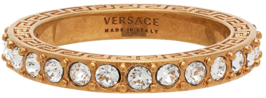 Versace Gold Greca Crystal Ring Versace