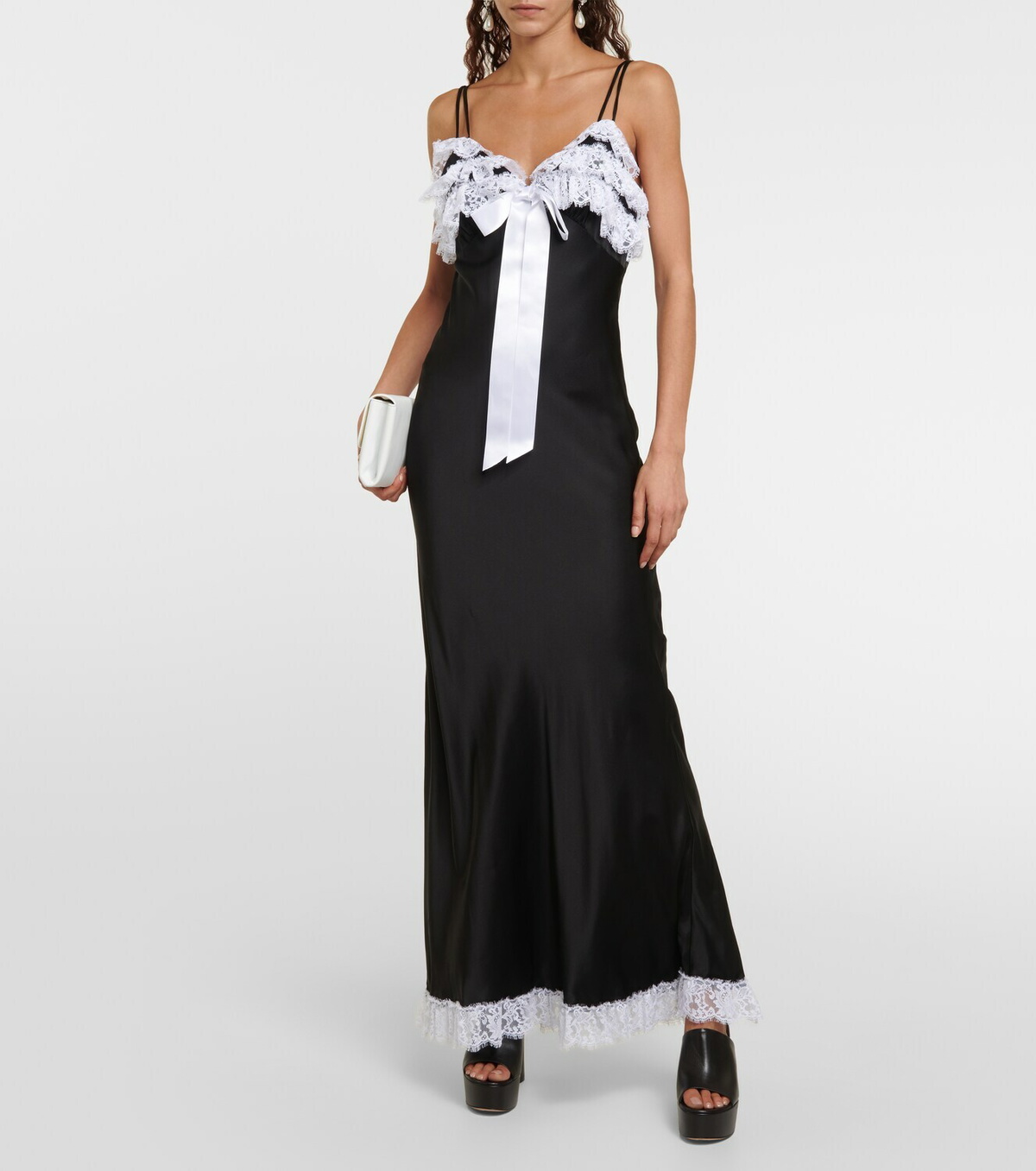 Rodarte Lace-trimmed silk maxi dress Rodarte