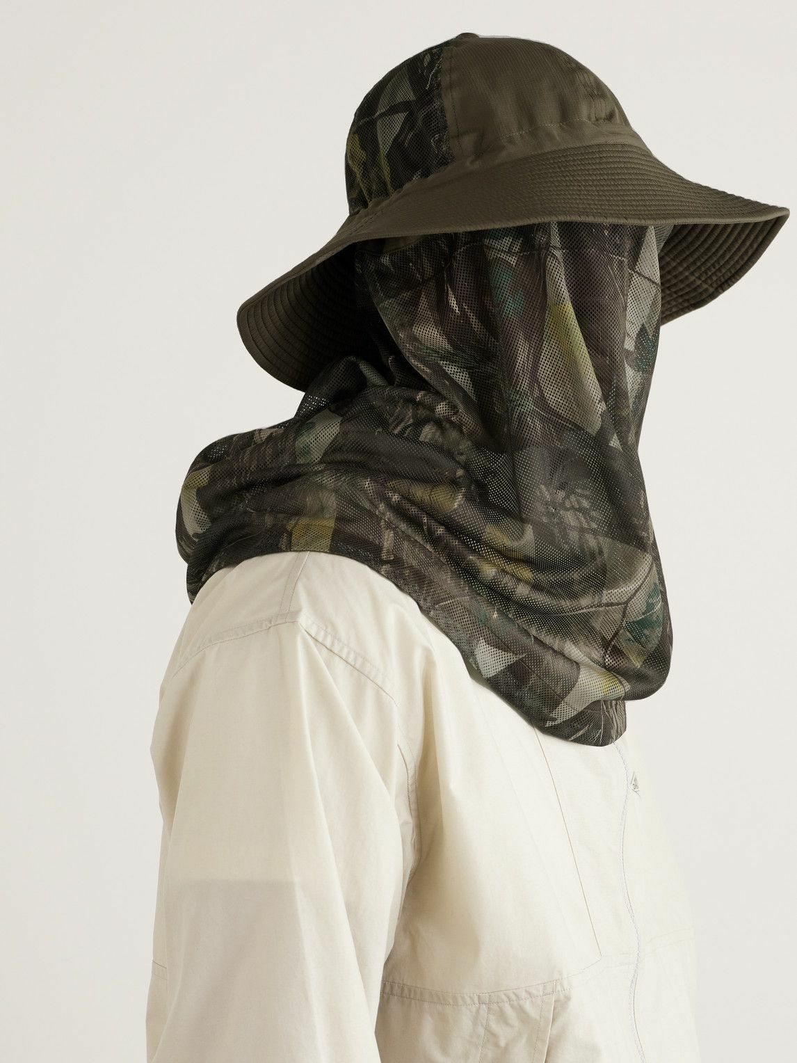 Snow Peak - Ripstop and Printed Mesh Shield Hat - Green Snow Peak
