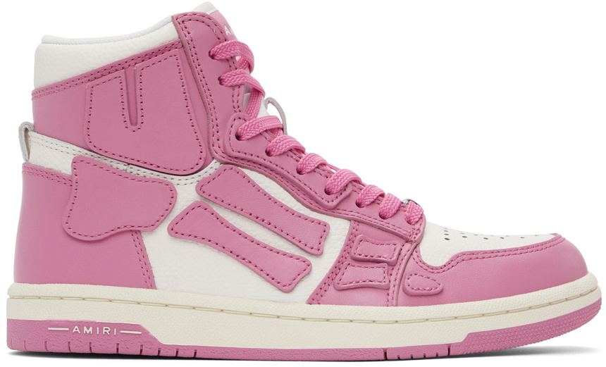AMIRI White & Pink Skeleton High Sneakers Amiri