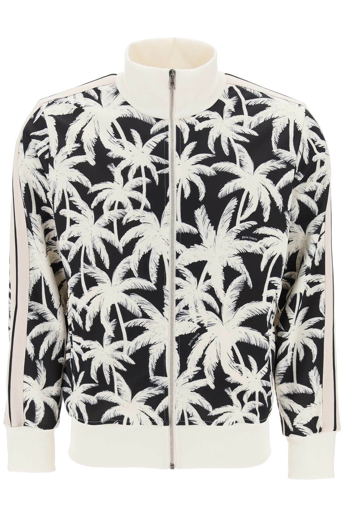 PALM ANGELS zip-up sweatshirt with palms print White Palm Angels