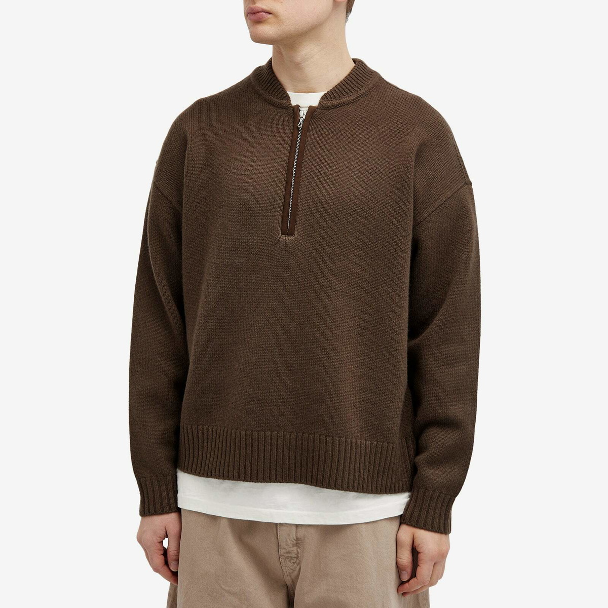 Rag & Bone Men's Clarkson Wool Quarter Zip in Slate Brown Rag and Bone