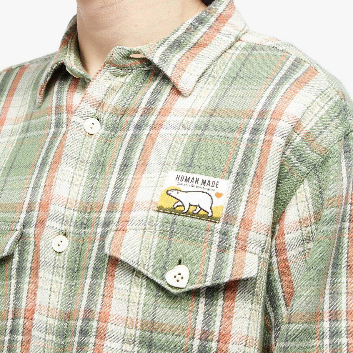 Human Made Men's Check Overshirt in Green Human Made