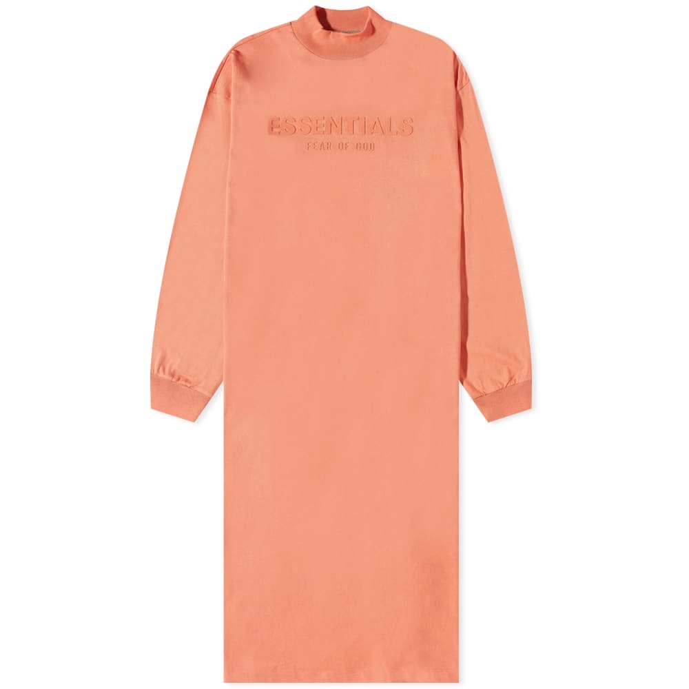 Fear of God ESSENTIALS Women's Long Sleeve Logo Dress in Coral Fear Of ...