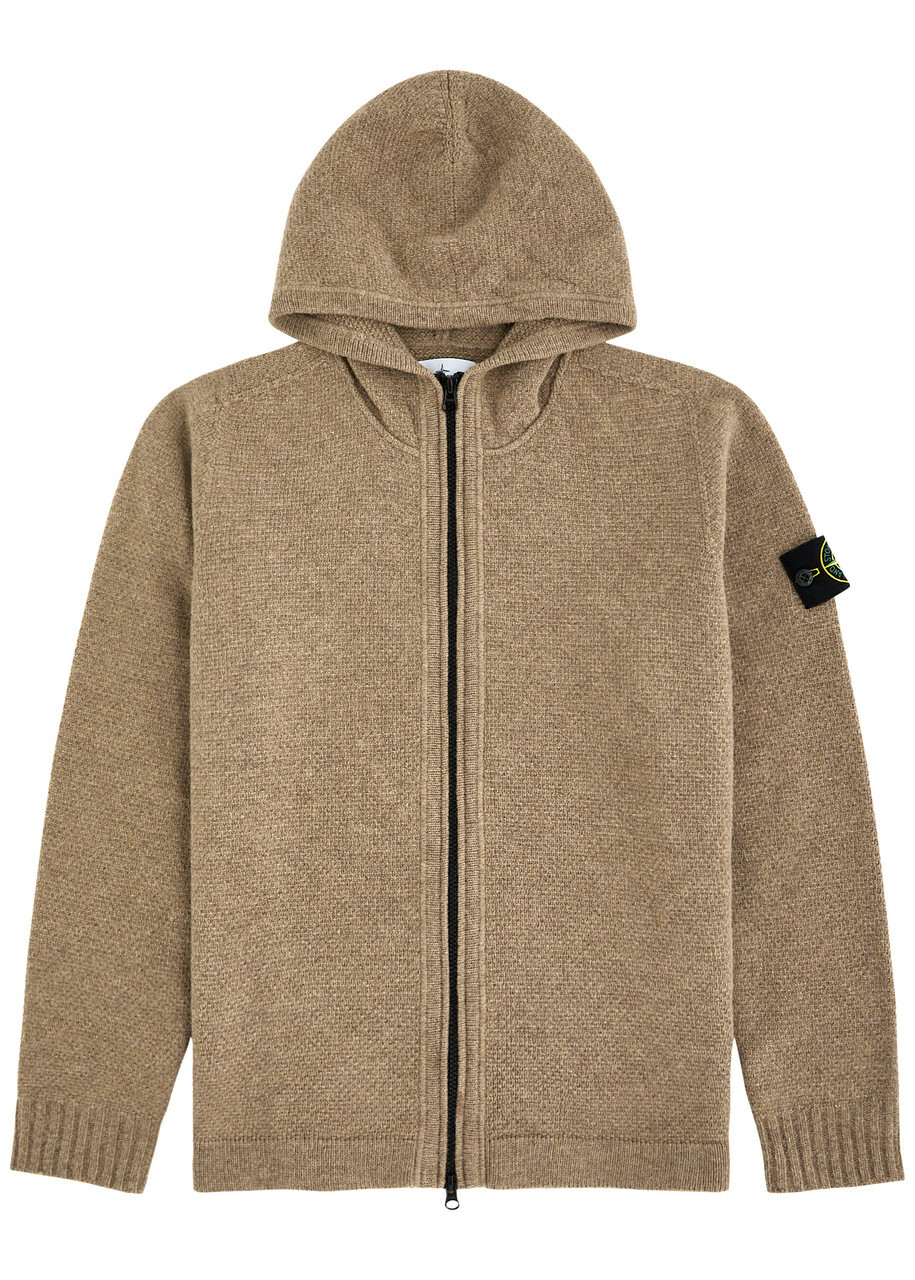 Stone Island Hooded Wool-blend Sweatshirt Brown Stone Island