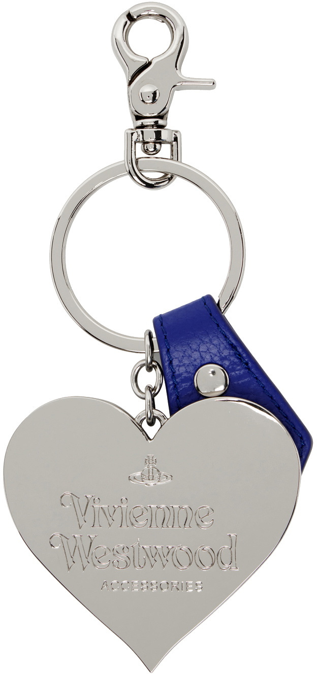 Vivienne Westwood Blue Mirror Heart Orb Keychain Vivienne Westwood