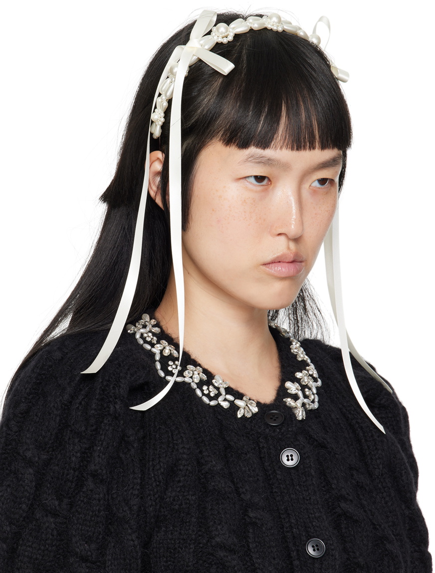 Simone Rocha Off-White Bow Ribbon Daisy Chain Headband Simone Rocha