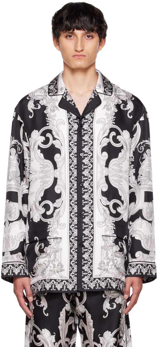 Versace Underwear Black Baroque Shirt Versace Underwear
