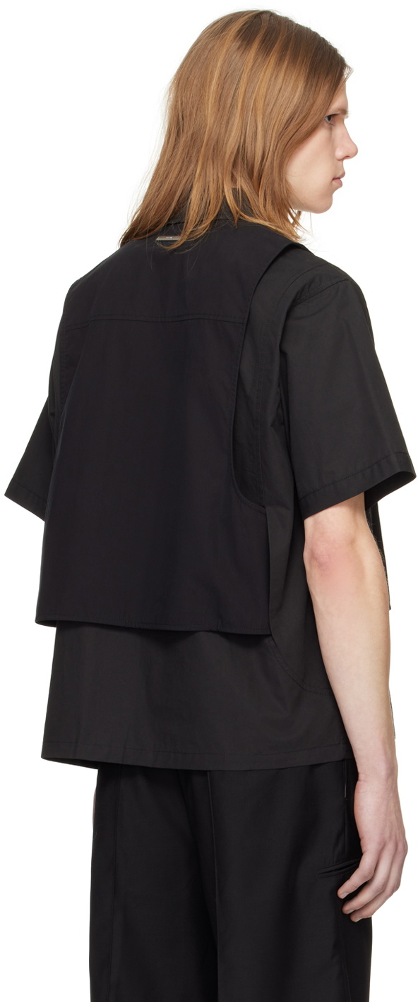C2H4 Black Intervein Layered Shirt C2H4