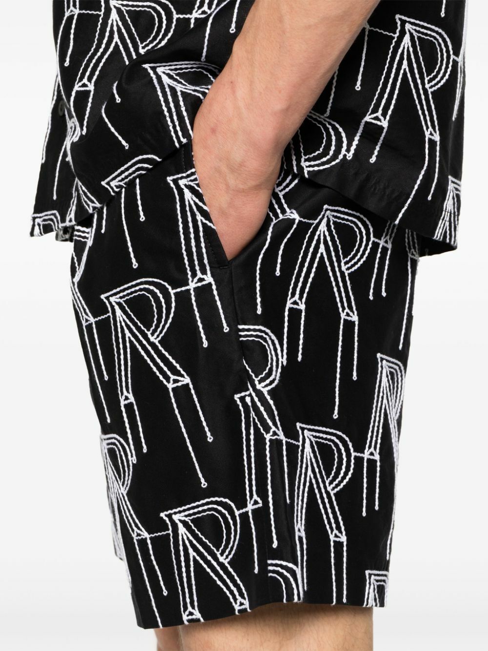 Represent Black Logo-Embroidered Tailored Shorts Represent