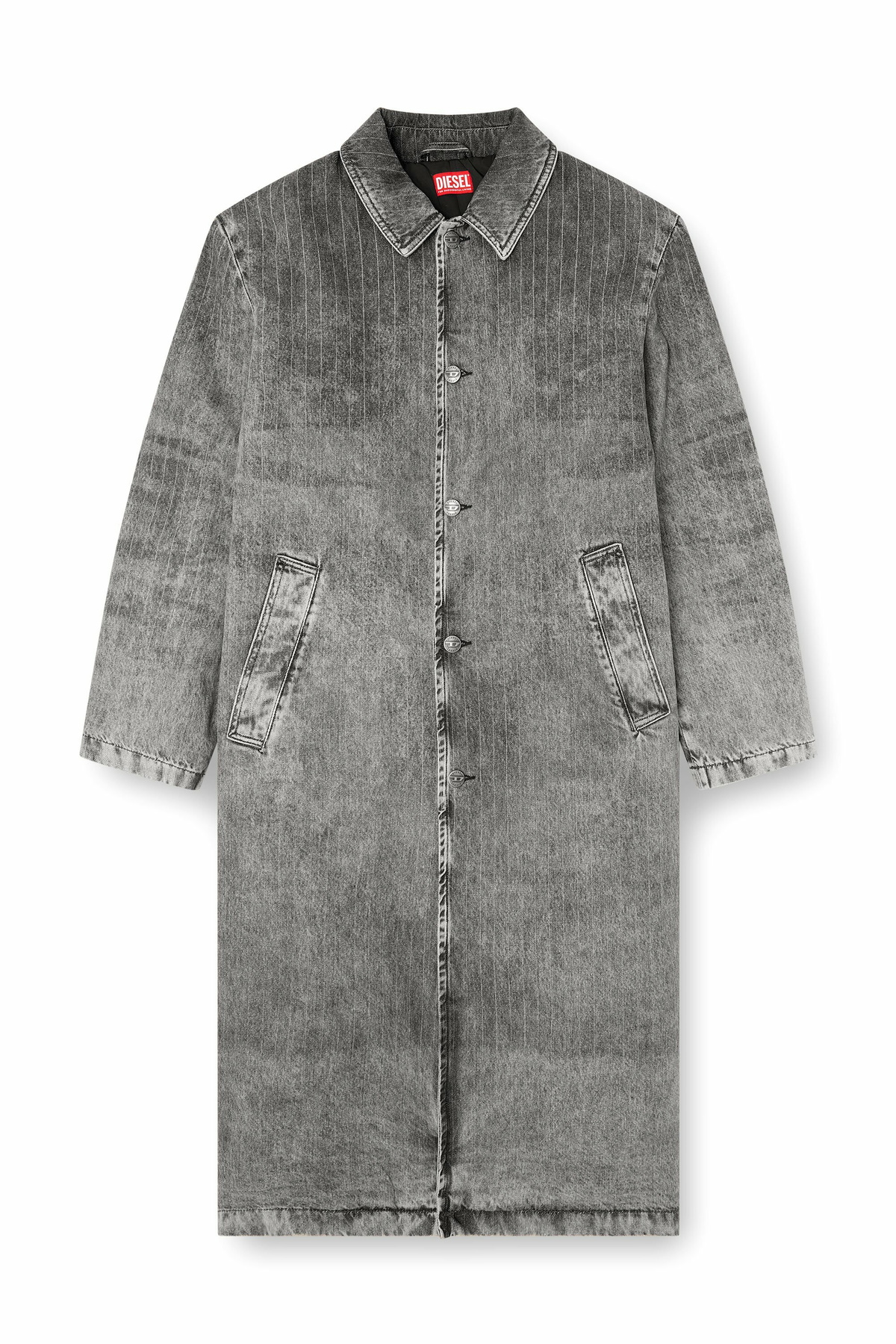 Diesel Coat in tailoring pinstripe denim - Denim Jackets Mens in Grey ...